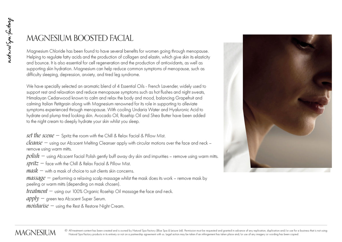MAGNESIUM BOOSTED FACIAL – Natural Spa Factory